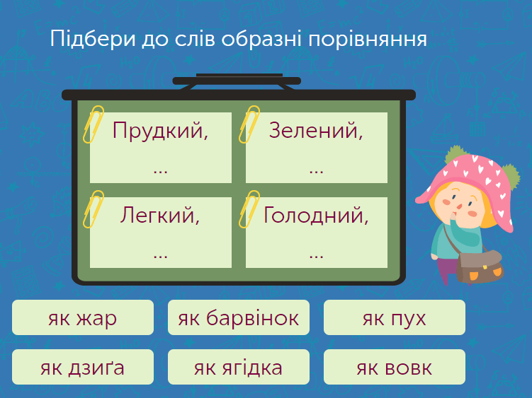 Українська мова для 7 класу завдання та тести онлайн Learning Ua Підбираємо образні порівняння